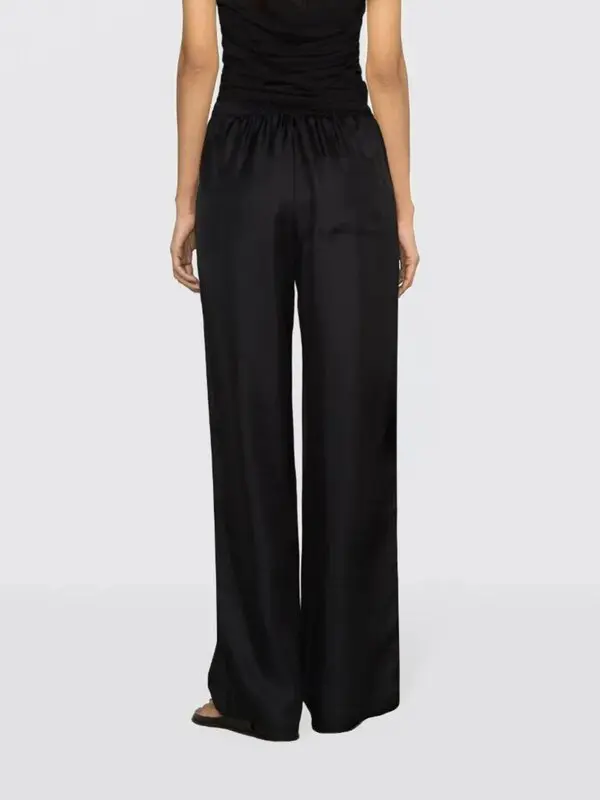 Loulou De Saison Pure Silk Palazzo Trousers - Black