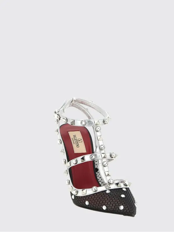 Valentino Garavani Rockstud Mesh And Leather Pumps With Rhinestones And Studs - Multicolor