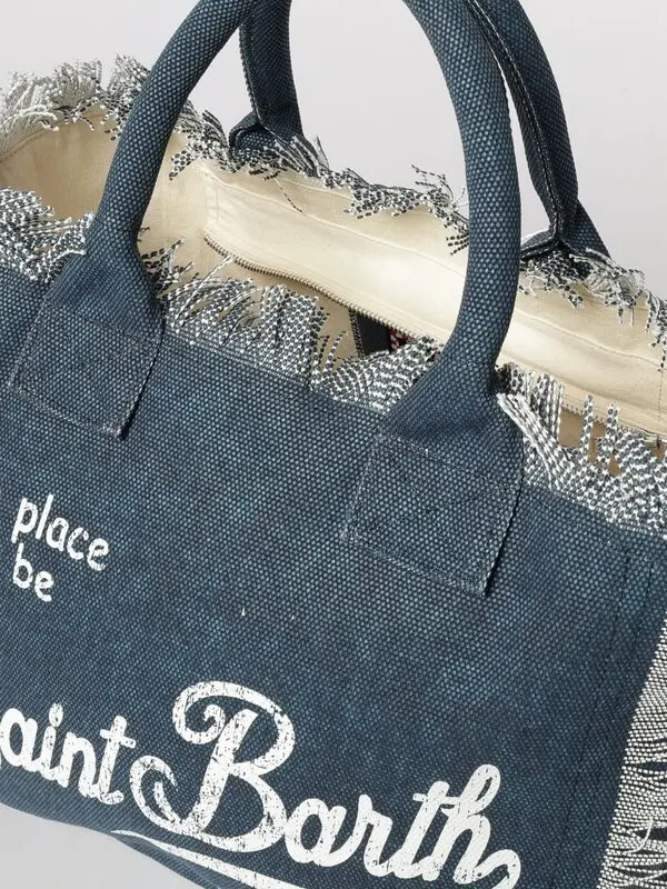 MC2 SAINT BARTH Printed Cotton Vanity Bag With Logo - Blue