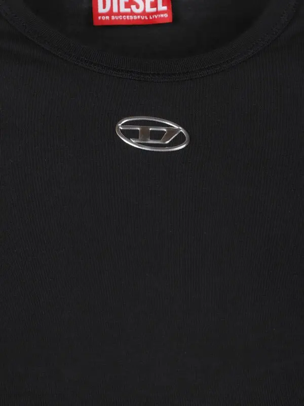 DIESEL® Slim Fit Cotton T-shirt With Oval D Logo - Black
