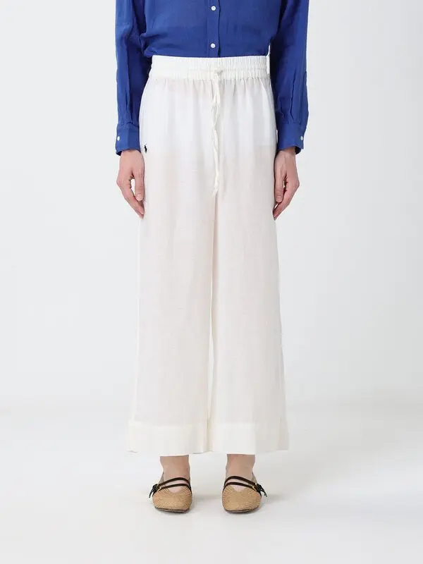 Polo Ralph Lauren Linen Palazzo Trousers - White