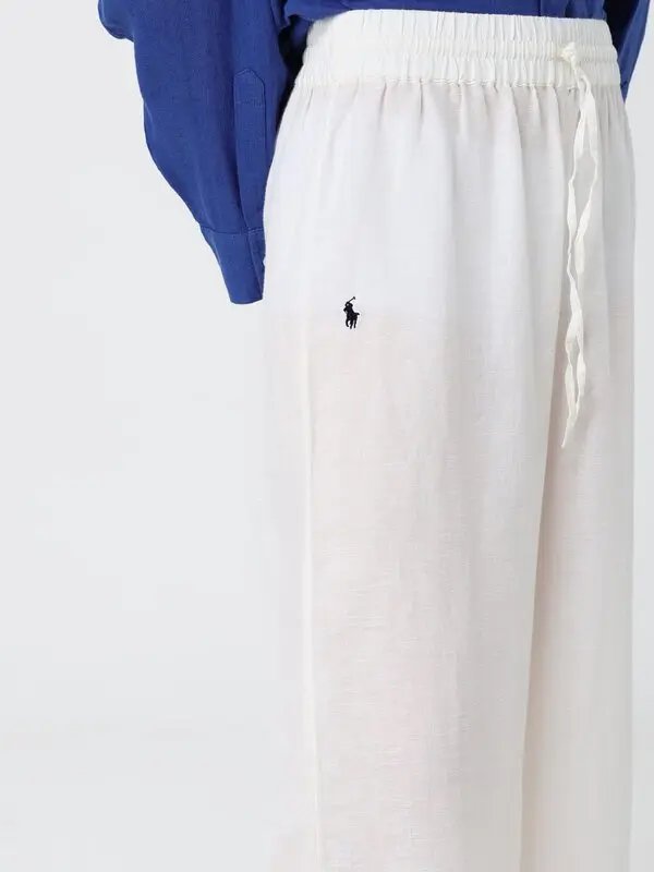 Polo Ralph Lauren Linen Palazzo Trousers - White