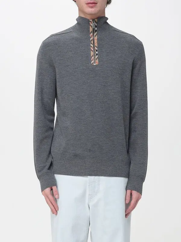 Burberry Wool Knit Sweater With Check Details