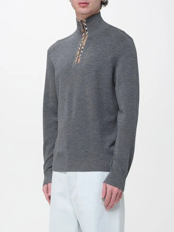 Burberry Wool Knit Sweater With Check Details