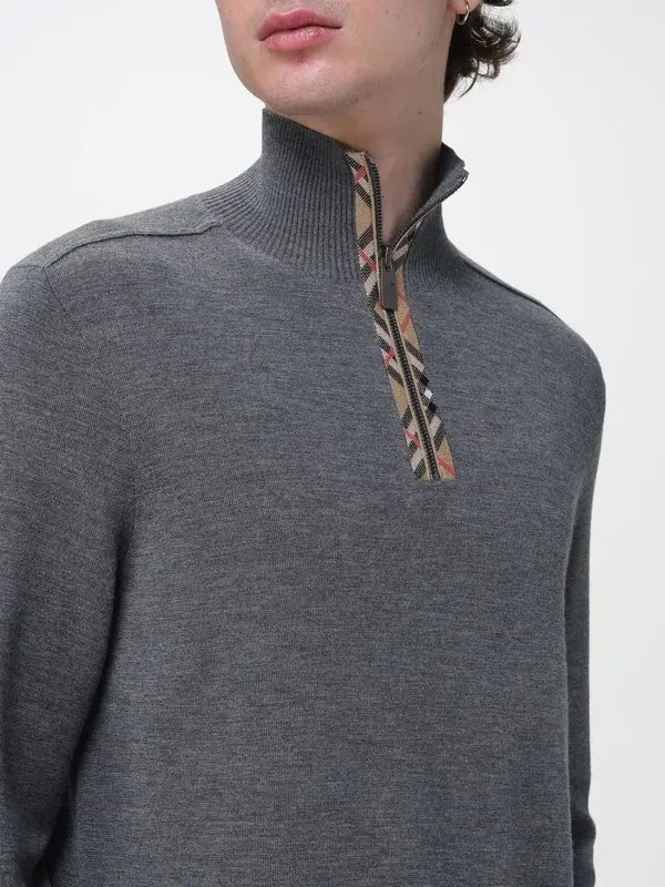 Burberry Wool Knit Sweater With Check Details