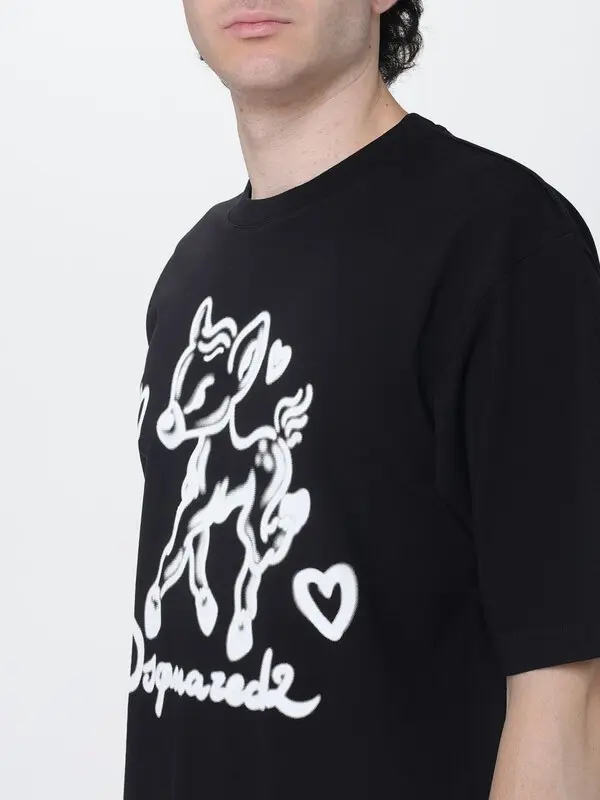 Dsquared2 Short-sleeved Cotton T-shirt With Contrast Graphic Print