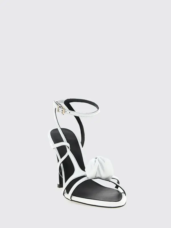 ROTATE BY BIRGER CHRISTENSEN Leather Stiletto Sandals With Knot Detailing - White