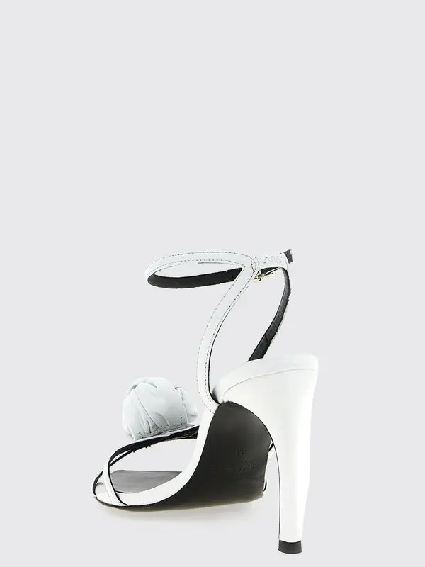 ROTATE BY BIRGER CHRISTENSEN Leather Stiletto Sandals With Knot Detailing - White