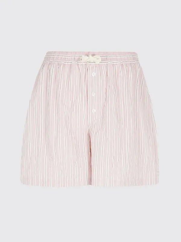 ROBERTO COLLINA Striped Crinkled Viscose Blend Shorts