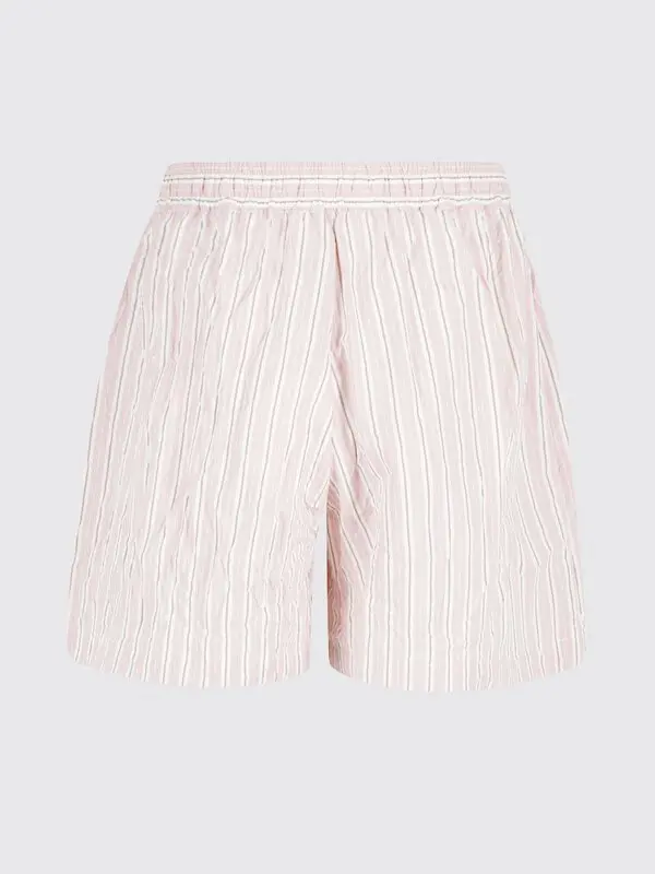 ROBERTO COLLINA Striped Crinkled Viscose Blend Shorts