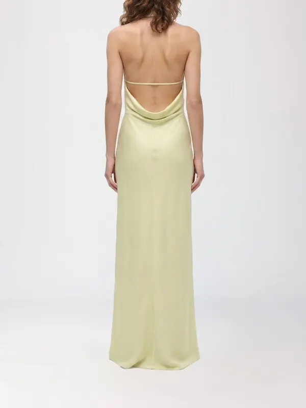 Simkhai Reannon Long Satin Halterneck Dress - Green