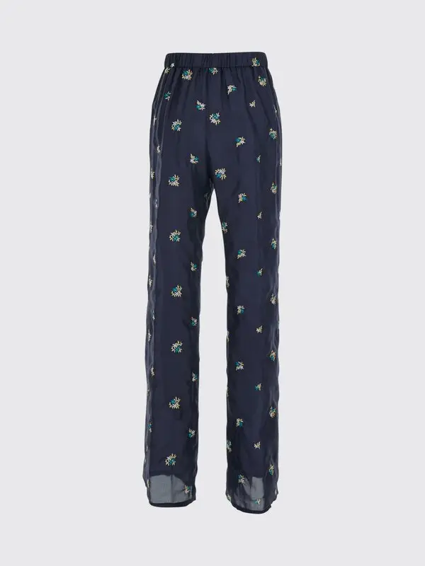 FORTE_FORTE Silk Floral Print Trousers - Blue