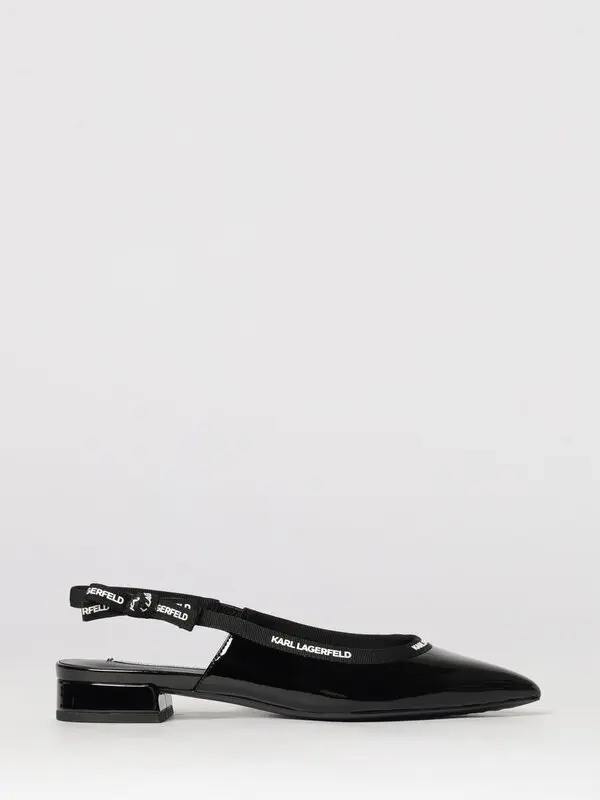 Karl Lagerfeld Patent Leather Slingback Ballerinas - Black