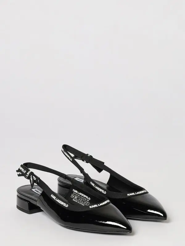 Karl Lagerfeld Patent Leather Slingback Ballerinas - Black