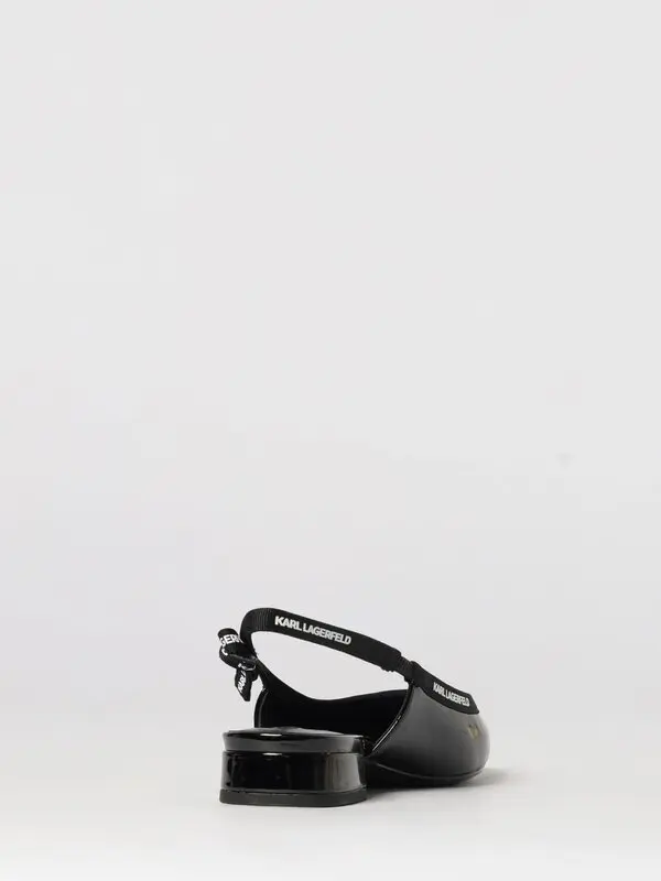 Karl Lagerfeld Patent Leather Slingback Ballerinas - Black