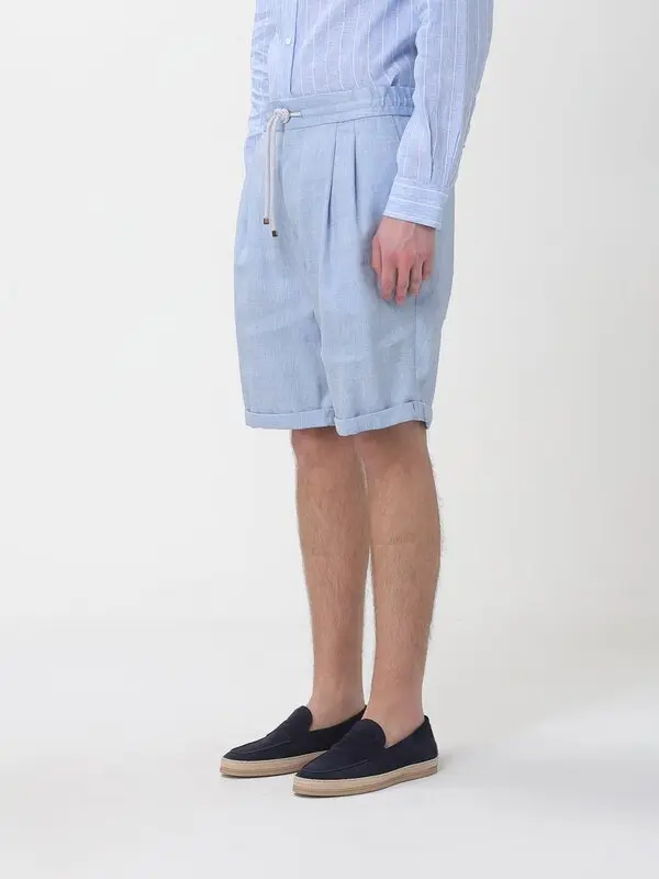 Brunello Cucinelli Linen Blend Shorts - Gnawed Blue