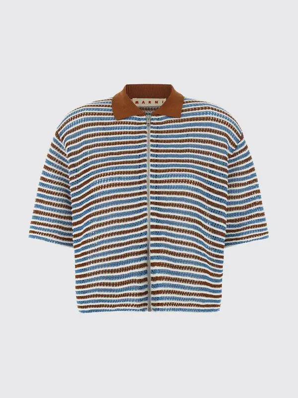 Marni Striped Crocheted Cotton Cardigan