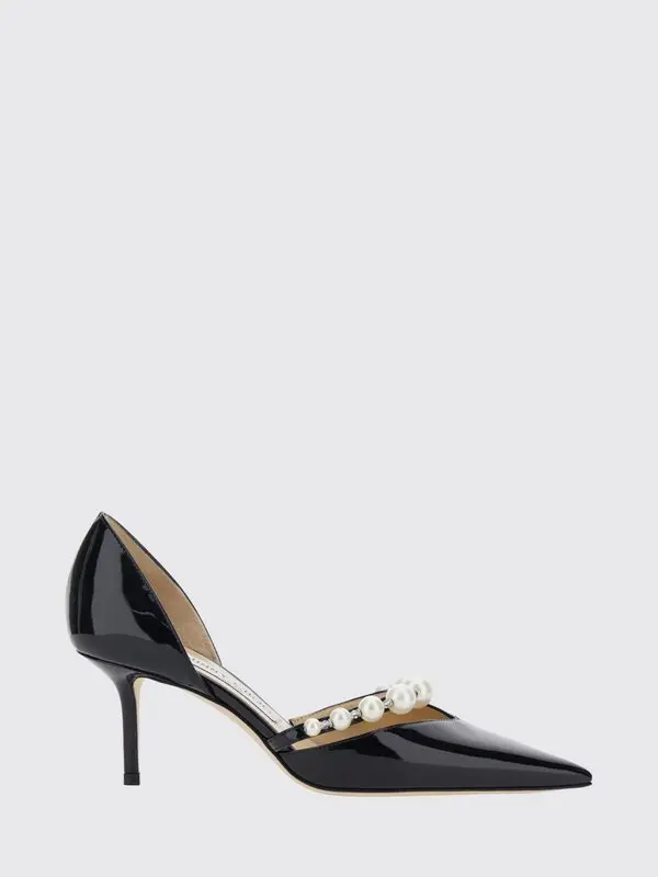 JIMMY CHOO Aurelie Leather Pumps With Pearl And Rhinestone Embellishments - Black