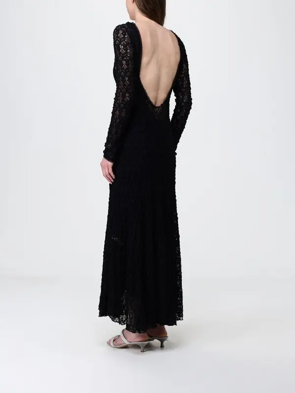 FORTE_FORTE Stretch Lace Long Sleeve Maxi Dress - Black