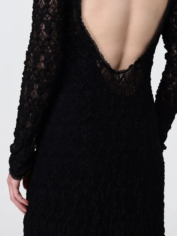 FORTE_FORTE Stretch Lace Long Sleeve Maxi Dress - Black