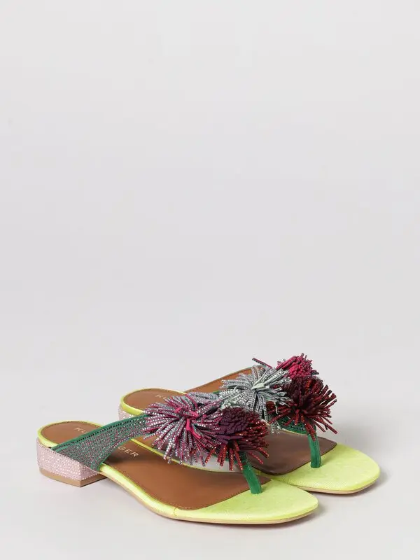 Kurt Geiger Suede Pom Pom Embellished Sandals