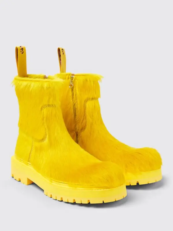 Camper Furry Ankle Boots - Yellow