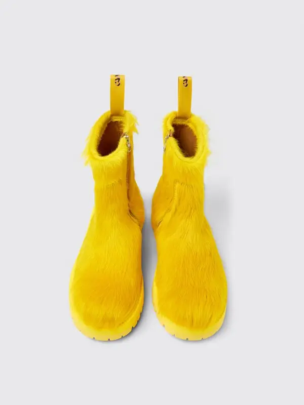 Camper Furry Ankle Boots - Yellow