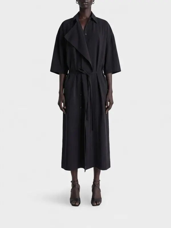 LEMAIRE Silk Blend Midi Shirt Dress With Oversized Fit And Wrap Style