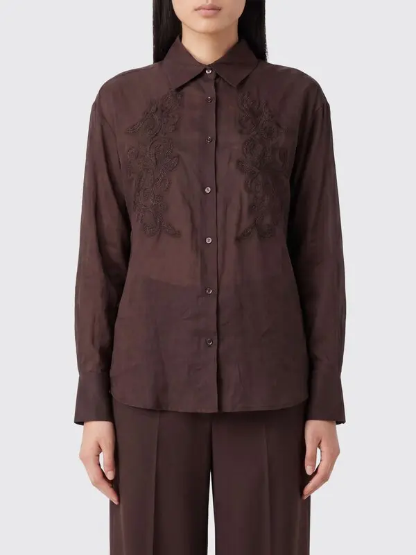 ERMANNO FIRENZE Linen Blend Shirt With Embroidery
