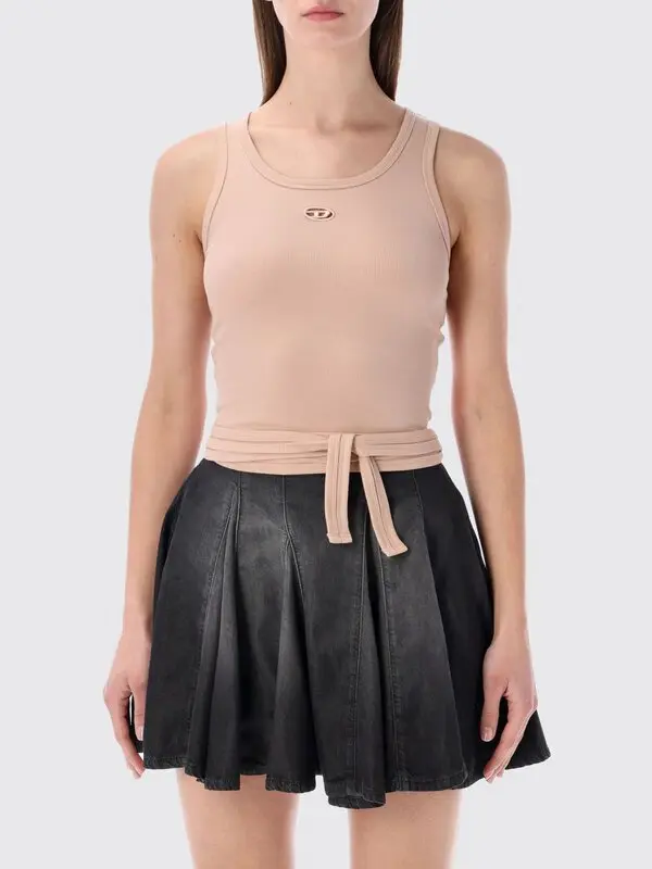 DIESEL® Ribbed Wrap T-shirt - Leather