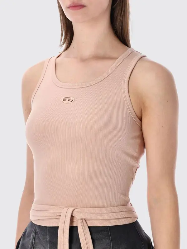 DIESEL® Ribbed Wrap T-shirt - Leather