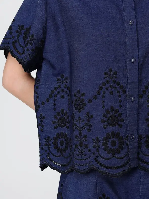 MC2 SAINT BARTH Cotton Shirt With Embroidery - Blue