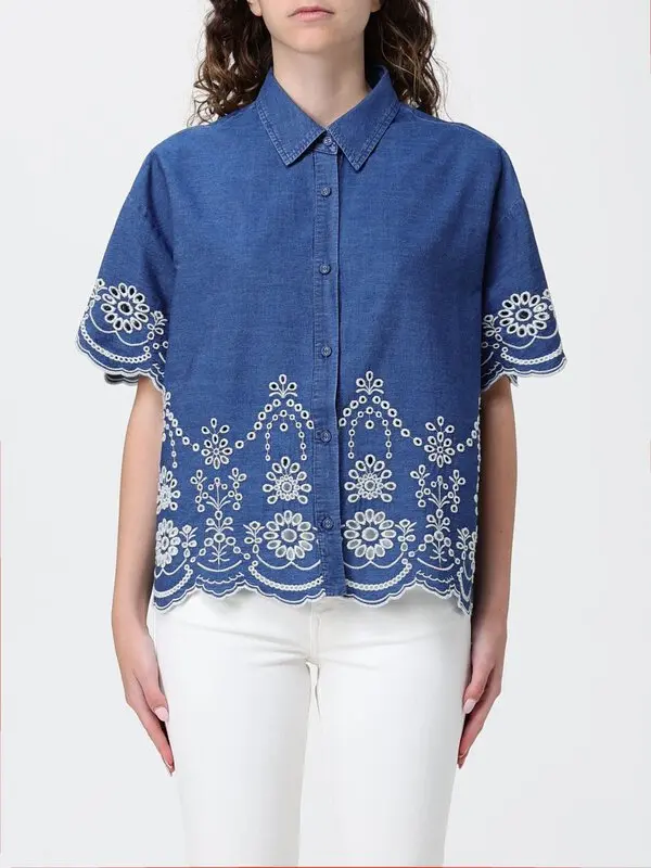 MC2 SAINT BARTH Embroidered Cotton Shirt - Denim