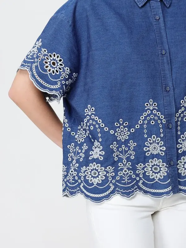 MC2 SAINT BARTH Embroidered Cotton Shirt - Denim