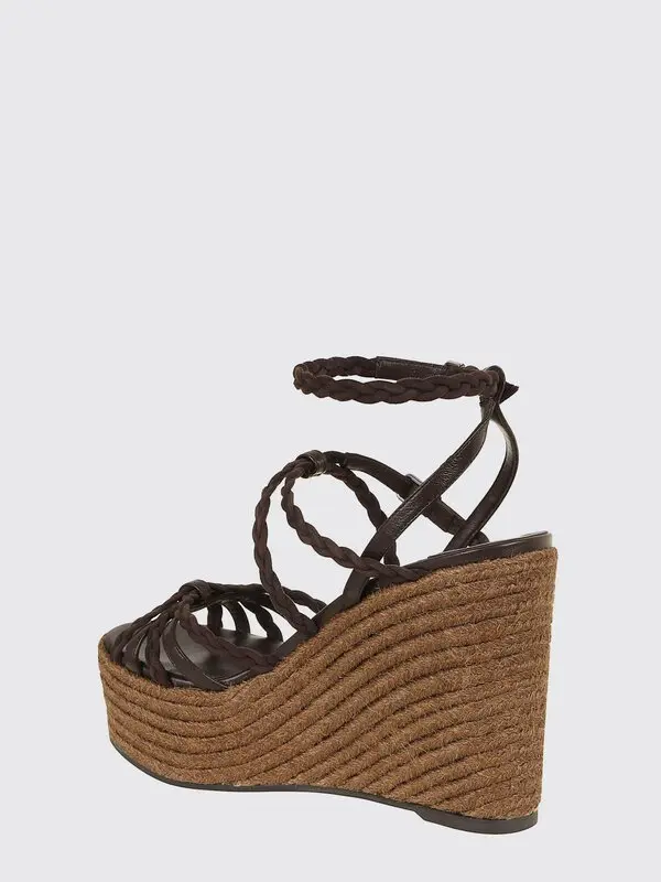 JIMMY CHOO Nyra Wedge Sandals In Woven Suede And Leather