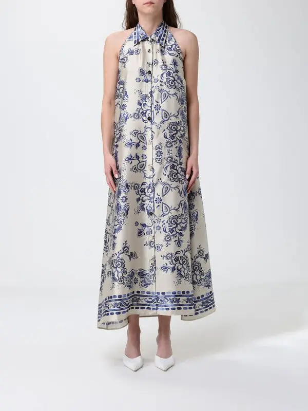 Liu Jo Satin Shirt Dress With Ethnic Print