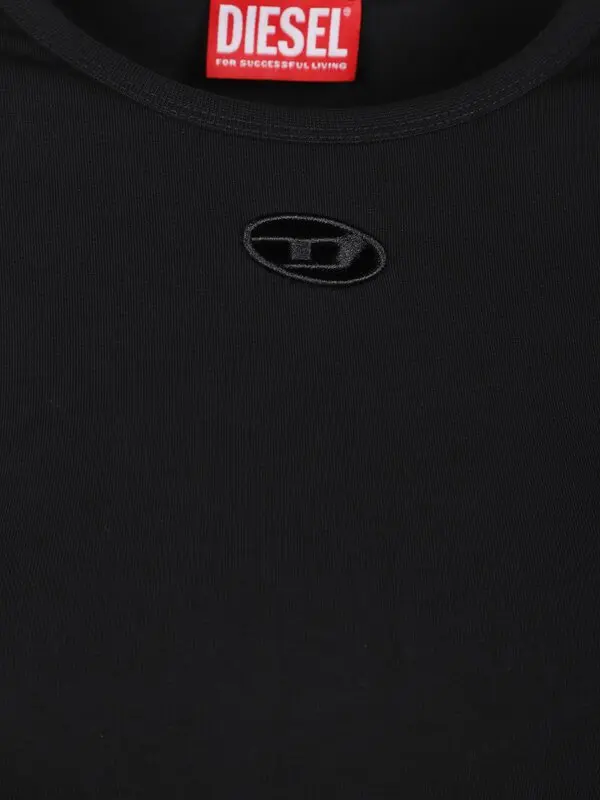 DIESEL® Slim Fit Cotton T-shirt With Oval D Logo - Black