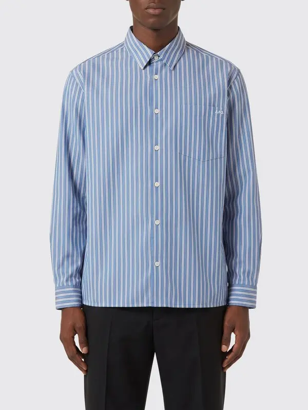 A.p.c. Striped Cotton Shirt - Blue