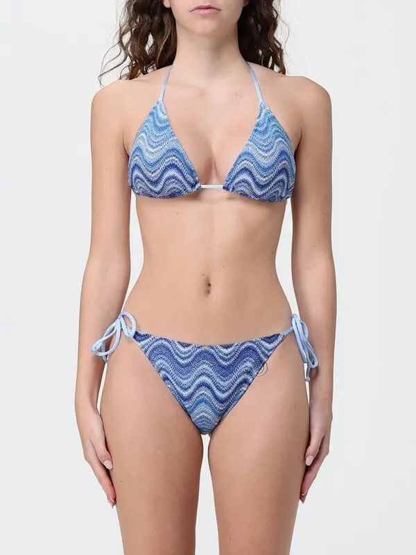 MC2 SAINT BARTH Bikini Top Triangle Neckline, Off-the-shoulder Design - Blue