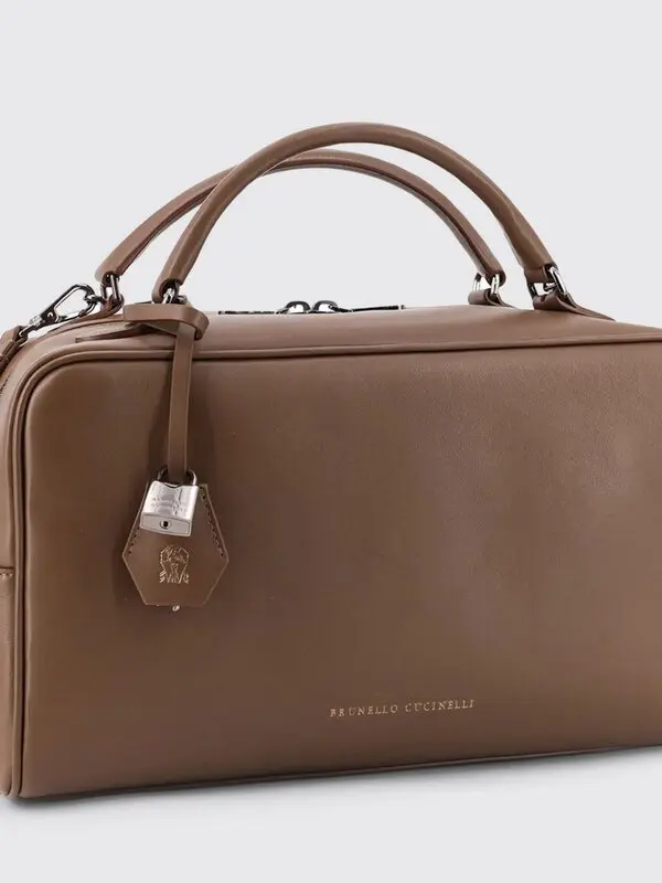 Brunello Cucinelli Leather Boston Bag - Sand