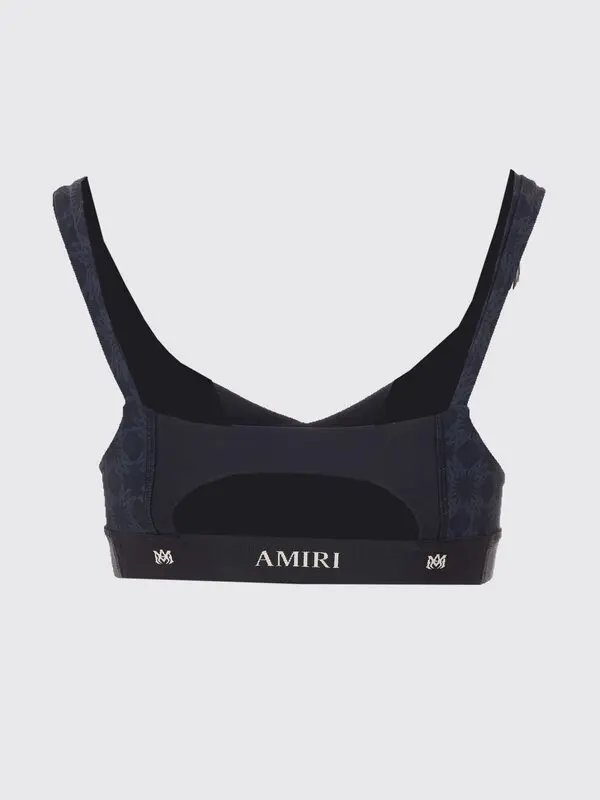 Amiri Cropped V-neck Technical Fabric Top With Ruched Detailing