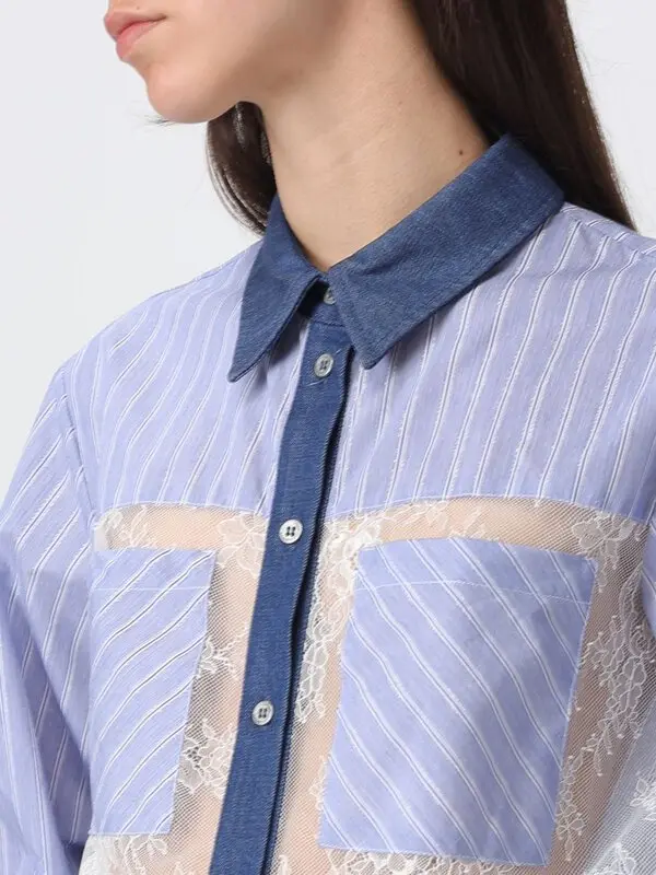 Liu Jo Cotton Blend Shirt With Lace Inserts