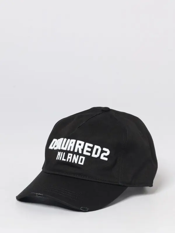 Dsquared2 Cotton Baseball Cap With Embroidered Logo - Black
