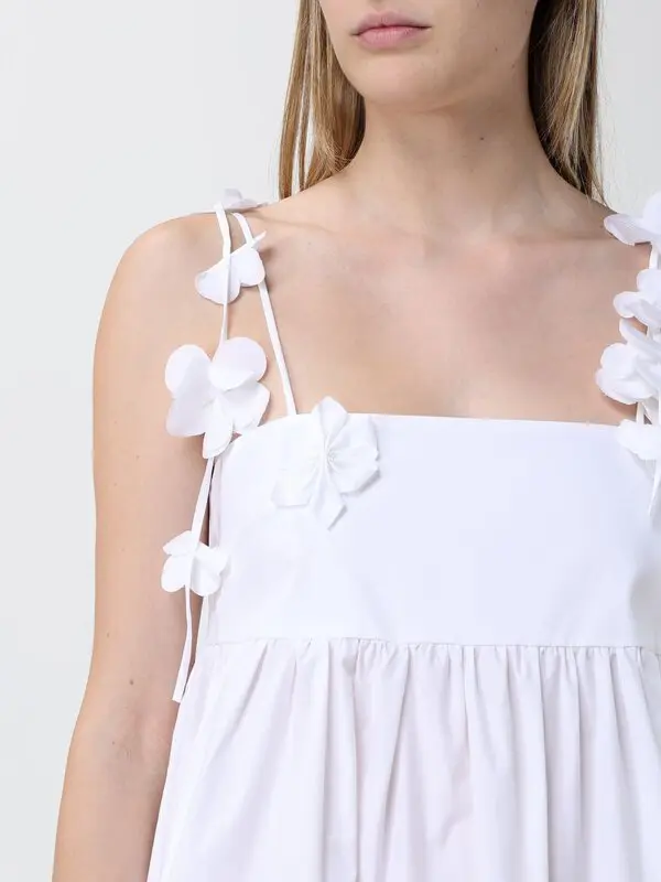 MEIMEIJ Cotton Poplin Midi Dress With Flower Appliques