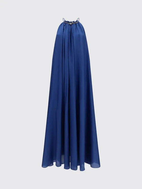 Zimmermann Pleated Silk Halterneck Maxi Dress - Blue