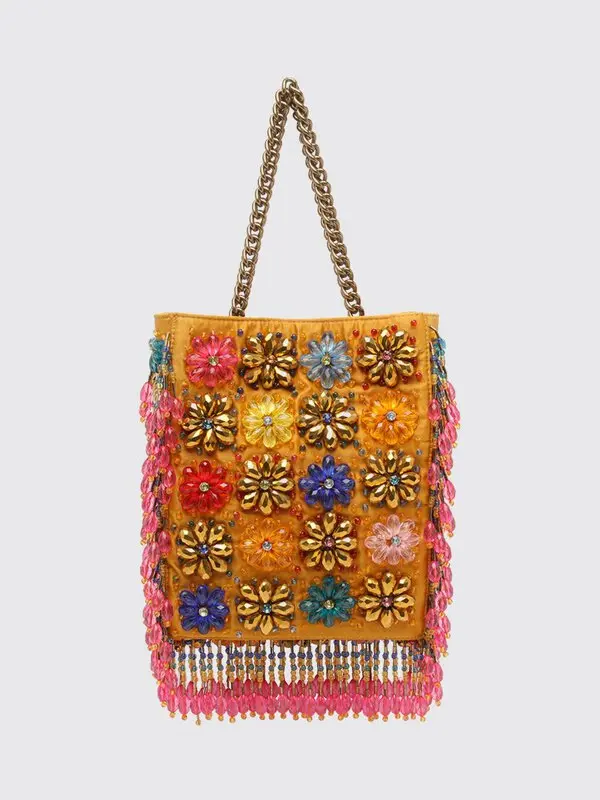 Kurt Geiger Mini Beaded Tote Bag With Floral Embellishments