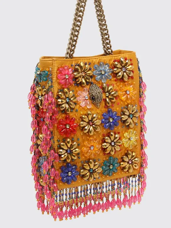 Kurt Geiger Mini Beaded Tote Bag With Floral Embellishments
