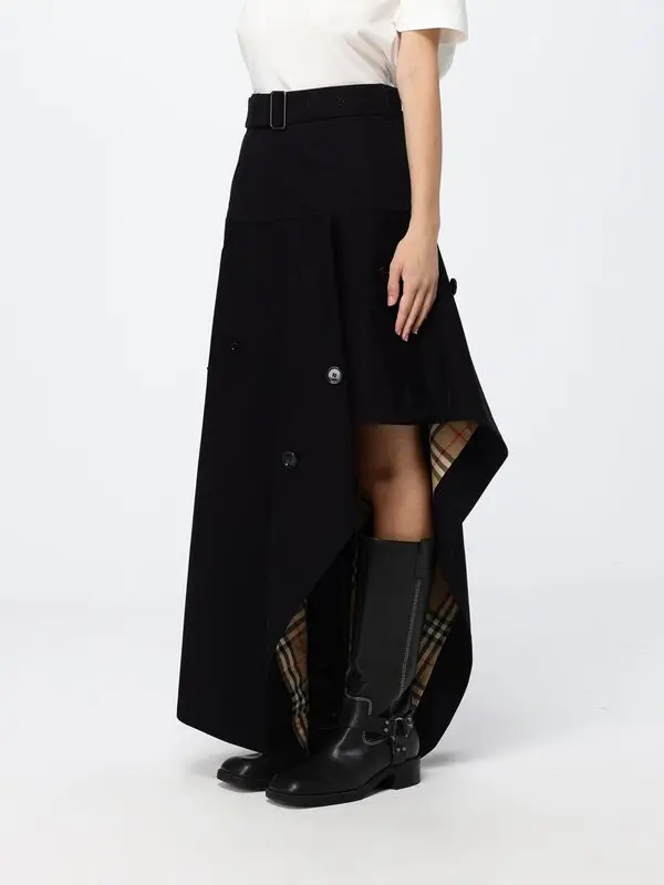 Burberry High-waisted Asymmetrical Belted Cotton Maxi Skirt
