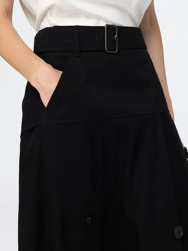 Burberry High-waisted Asymmetrical Belted Cotton Maxi Skirt