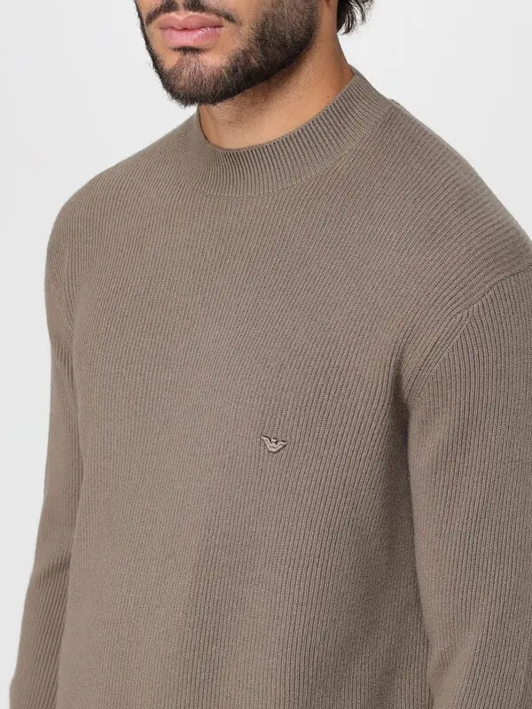 Emporio Armani Ribbed Mock Neck Sweater - Grey